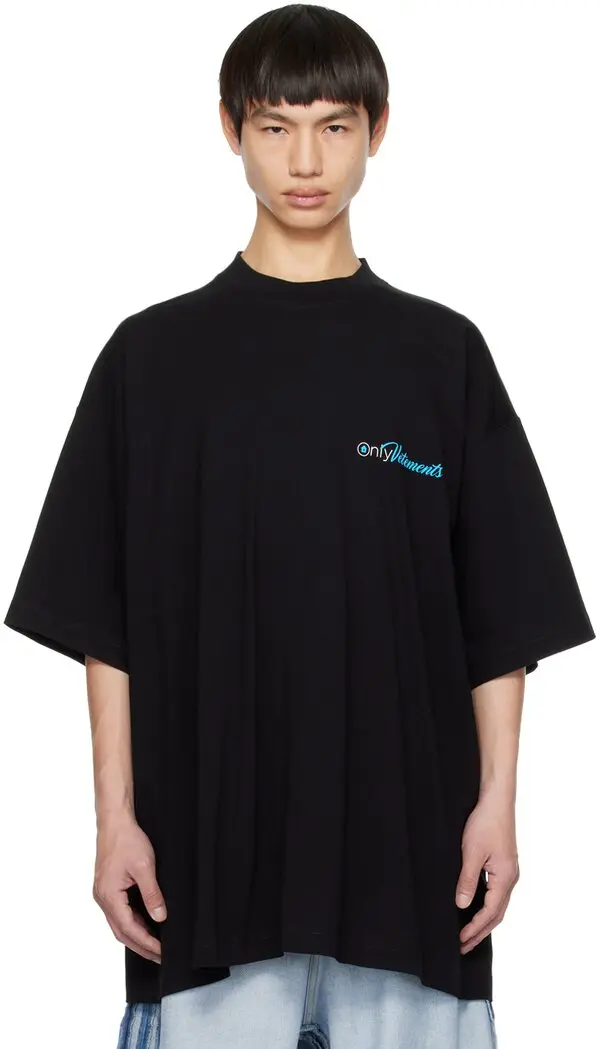 Vetements Black Printed T-Shirt In Washed Black - 50% Off